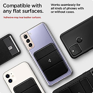 Spigen Smart Fold Phone Card Holder for Back of Phone, Stick on Phone Wallet, Credit Card Wallet with 3M Sticker Designed for All Smartphones - Black
