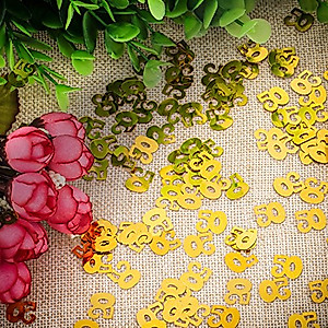 WILLBOND Gold 50th Birthday Confetti, 50 Number Confetti, 50th Party Confetti, 2 Bags (1400 Pieces)
