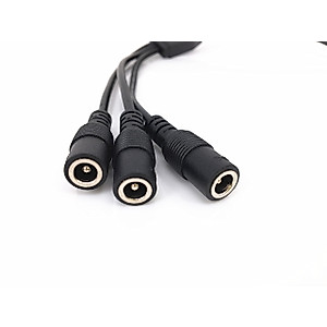 HUALAND 2 Pack Black 1 Male to 3 Female 5.5x2.1 Splitter CCTV DC Power Supply Splitter Cable,DC Y Splitter Cable