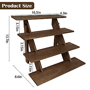ZYP 4 Tier Wood Cupcake Display Stand Tool Free Retail Cookie Display Riser,Rustic Tiered Table Display Stand for Vendors Home Wedding Party,Brown