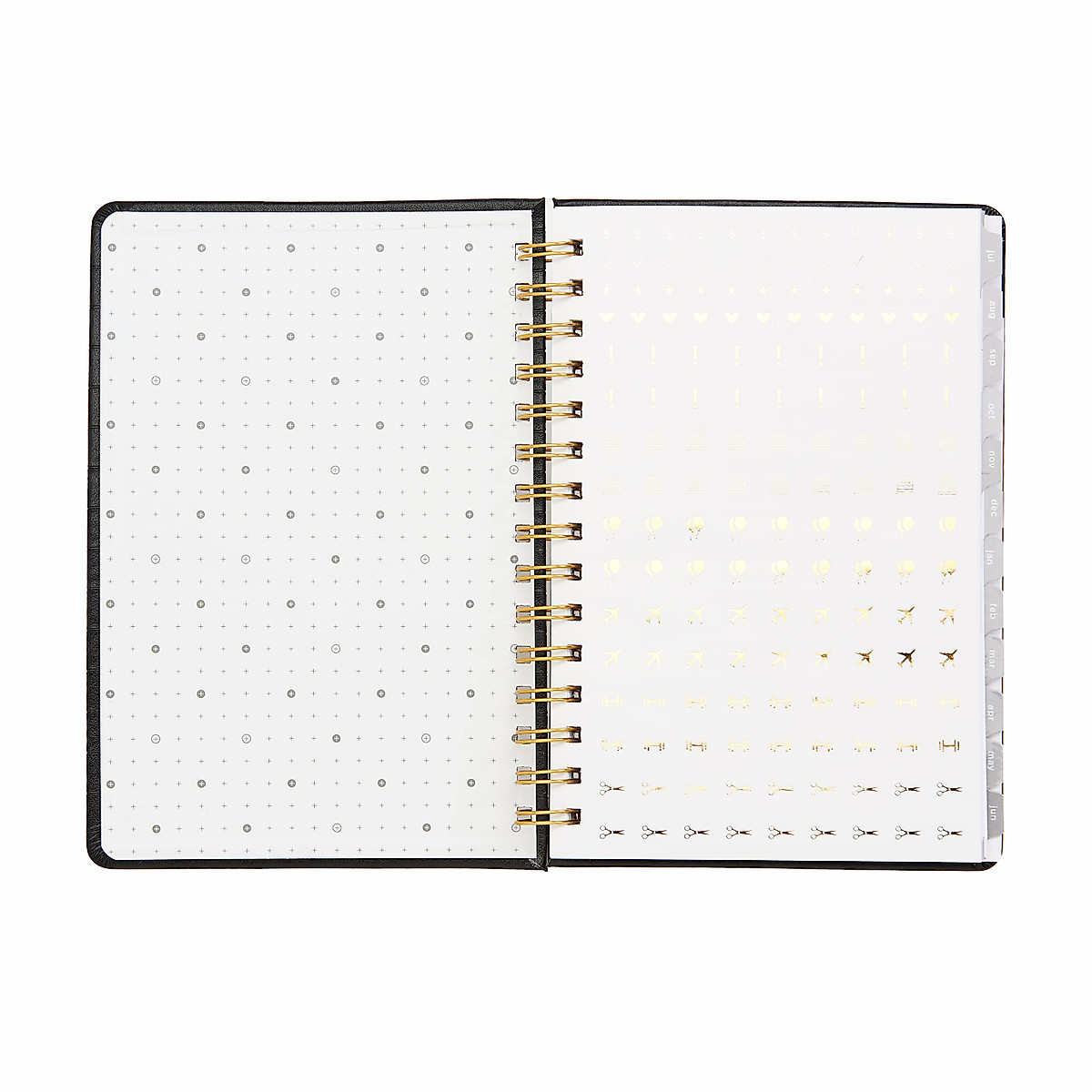 russell+hazel 2022-2023 A5 Academic Weekly Planner, Office Supplies, Black Vegan Leather, with Stickers, 5.625" x 8.25"