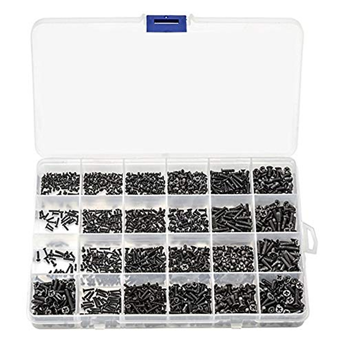 720Pcs Countersunk Flat Head Mini Screw Set M1.4 M1.7 M2 M2.5 M3 Carbon Steel for Computer Notebook for Laptop Screws Kit - (Black) SCRW-097103