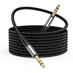 CLAVOOP TRS Cable 1/4 10 FT, Quarter Inch Speaker Cables, 6.35mm Balanced 1/4 Cable Instrument TRS 1/4 Stereo Audio Cord Support Electric Guitar Bass Keyboard Amp Mixer Amplifier