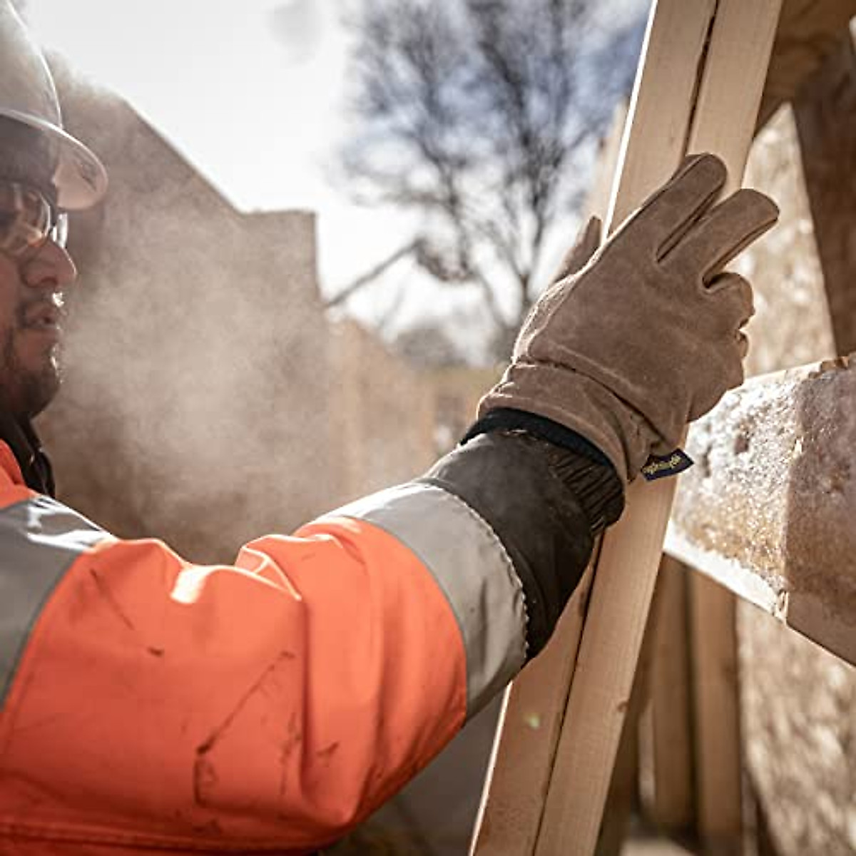 Wells Lamont Men's Lined HydraHyde Winter Leather Work Gloves, Large (Wells Lamont 1196), Saddle tan