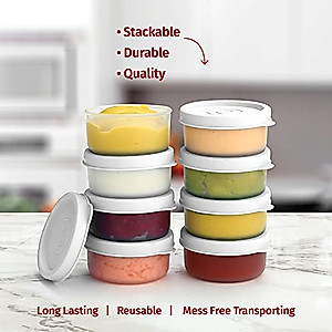 Condiment Cups Containers with Lids- 8 pk. 1.3 oz.Salad Dressing Container to go Small Food Storage Containers with Lids- Sauce Cups Leak proof Reusable Plastic BPA free for Lunch Box Picnic Travel