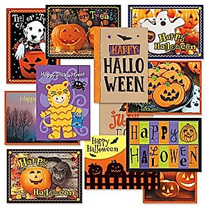 Current Halloween Greeting Cards Set - Set of 12 Large 5 x 7-Inch Cards, Themed Holiday Card Variety Value Pack, Assortment of 12 Unique Designs, Envelopes Included