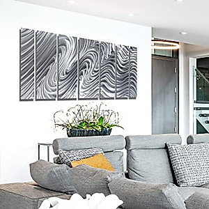 Statements2000 Modern Metal Wall Art, 68" x 24", Indoor/Outdoor Hanging Sculpture by Jon Allen, Silver