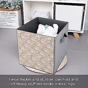 Cute Kawaii Teddy Bear Storage Cubes with Handles Foldable Fabric Bins Organizing Baskets for Shelves Closet