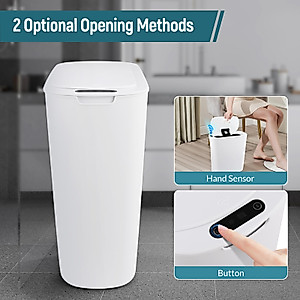 Bvdfgk Bathroom Trash Can Automatic Touchless - Motion Sensor Garbage Can Self Sealing with Lid, Smart Rechargable SlimTrash Bin, Electric Tall Trashcan for Toilet - 5.28 Gallon