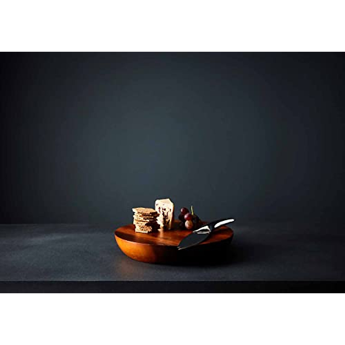 nambe Harmony Cheese Board with Knife | Made of Acacia Wood and Stainless Steel | 12” Serving Set | Charcuterie and Butter Board | Serving Platter Hostess Gift in Box | Designed by Wei Young