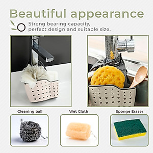 Sponge Holder for Kitchen Sink to Hang from the Faucet. Modern Adjustable Kitchen Sink Sponge Holder with Drain Holes For Drying.