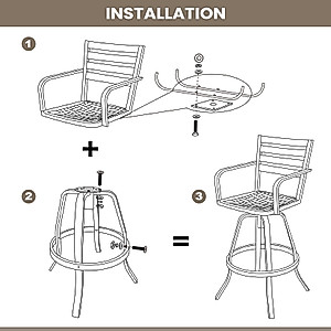 Pellebant Outdoor Bar Stools Set of 4 - Aluminum Swivel Barstools with Sunbrella Cushion, Cast Aluminum Patio High Chair Bistro Set,Milano Char (Milano Char, 4 PC)