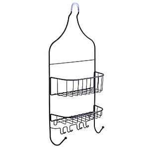 Bath Bliss Contour Shower Caddy | Dimensions: 9"x 4.3"x 21.5" | Hangs Over The Showerhead | Suction Cup Backing | All In One Caddy | Holds Shampoo | Conditioner | Lotion | Soap | Matte Black