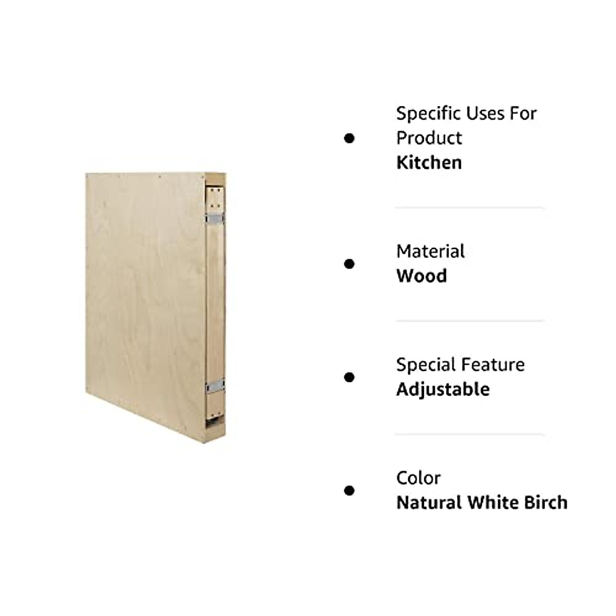 Hardware Resources 3" Dead-Space Base Cabinet Filler Pullout with No Wiggle Technology to Eliminate Rocking and Sagging. End-of-Cabinet Filler Space pullout White Birch