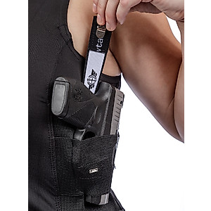 CCW Tactical Holster Shirt Tank Top Concealed Carry & Workout, Moisture Wicking, Right/Left Black