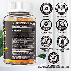 Vitamin D3 5000iu & K2( as MK7 ) 200mcg Gummies + 600mg Calcium, with Coconut Oil for High Absorption, Maximum Strength Vitamin D3 K2 Supplement - Support for Bones Muscle Teeth Immune, Vegan 2Packs