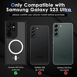 YMHML for Samsung Galaxy S23 Ultra Magnetic Case, Galaxy S23 Ultra Case with Camera Cover, Translucent Matte Back Anti-Fingerprint Shockproof Phone Case Compatible with Wireless Charger