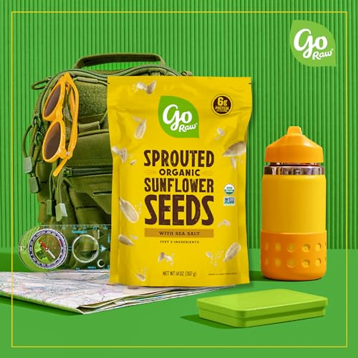 go Raw with Sea Salt Sprouted Organic Bag Keto Vegan Gluten Free Snacks Superfood, Sunflower Seeds, 14 Oz