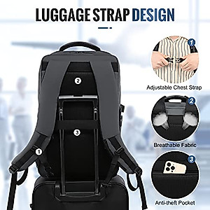 LOVEVOOK Business Backpack for Men,Waterproof With USB Tech Backpack for Work,Travel Laptop Backpack Fits (17.3 inch&Grey)