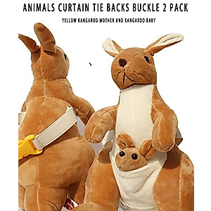 Curtain Tie Back 2 Pack Cute Animals Jungle Kangaroo Cartoon Buckle Curtain Tie Backs for Kids Room,Curtain Holdebacks for Drapery,Window Curtain Tiebacks Holder (Kangroo Yellow)