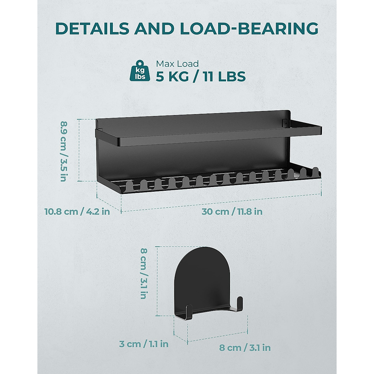 OROPY 4 Pack Magnetic Spice Racks with Paper Towel Holder, Metal Kitchen Spice Organizer Shelf for Refrigerator，Strong Magnetic Fridge Shelf with Hooks