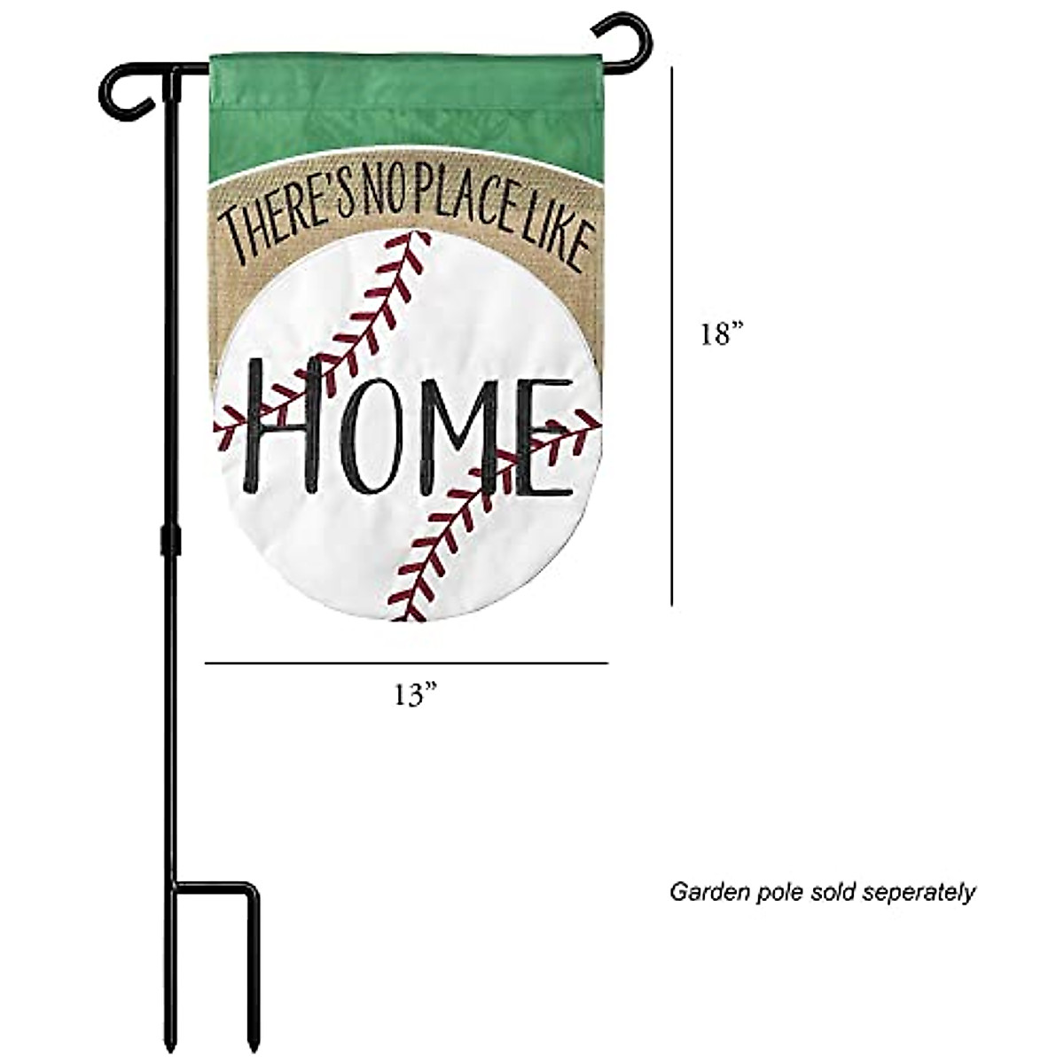 Dicksons There's No Place Like Home White Baseball 19 x 13 Small Polyester Outdoor Hanging Garden Flag