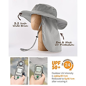 Camptrace UPF 50+ Sun Hats for Men Women Wide Brim Sun Protection Mesh Hat with Neck Flap Fishing Hiking Gardening Hats