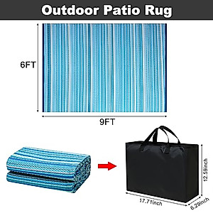 Wefavor Outdoor/Indoor Rug Plastic Straw Rug Waterproof Portable Outdoor Mat, Easy to Clean and Fold, Perfect for Garden, Patio, Picnic, Decking-（Blue，5x7Ft）