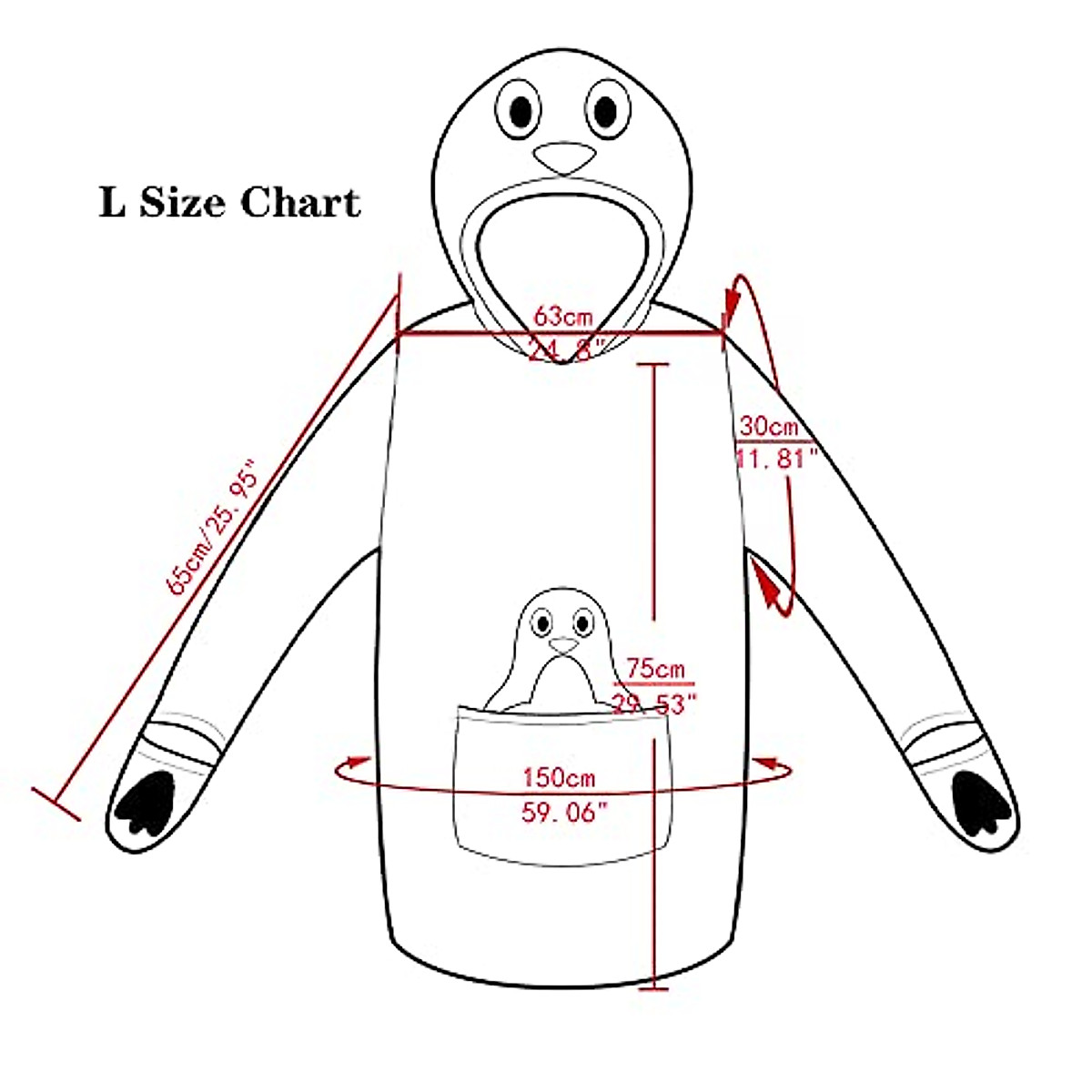 YemaYfly Penguin Blanket Unisex Oversized Sweatshirt for Women Cozy Hoodie Wearable Animal Blanket Thick Warm with Large Front Black Pocket Penguin Costume Adult (Penguin,L)