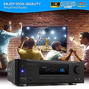 Pyle 5.2-Channel Hi-Fi Bluetooth Stereo Amplifier - 1000 Watt AV Home Speaker Subwoofer Sound Receiver w/Radio, USB, RCA, HDMI, MIC in, Wireless Streaming, Supports 4K UHD TV, 3D, Blu-Ray - PT694BT.5