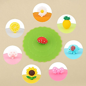 KINBOM 8pcs Silicone Cup Lids Mug Cover, Colorful Anti-Dust Silicone Mug Cover Cute Reusable Silicone Lids for Cups Mugs Beer Glasses Outdoors & Indoors (8 Styles)