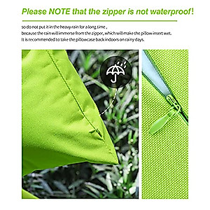 Lewondr Waterproof Outdoor Throw Pillow Cover, 2 Pack Solid PU Coating Throw Pillow Case UV Protection Garden Cushion Cover for Patio Sofa Couch Balcony 18"x18"(45x45cm) - Fluorescent Green