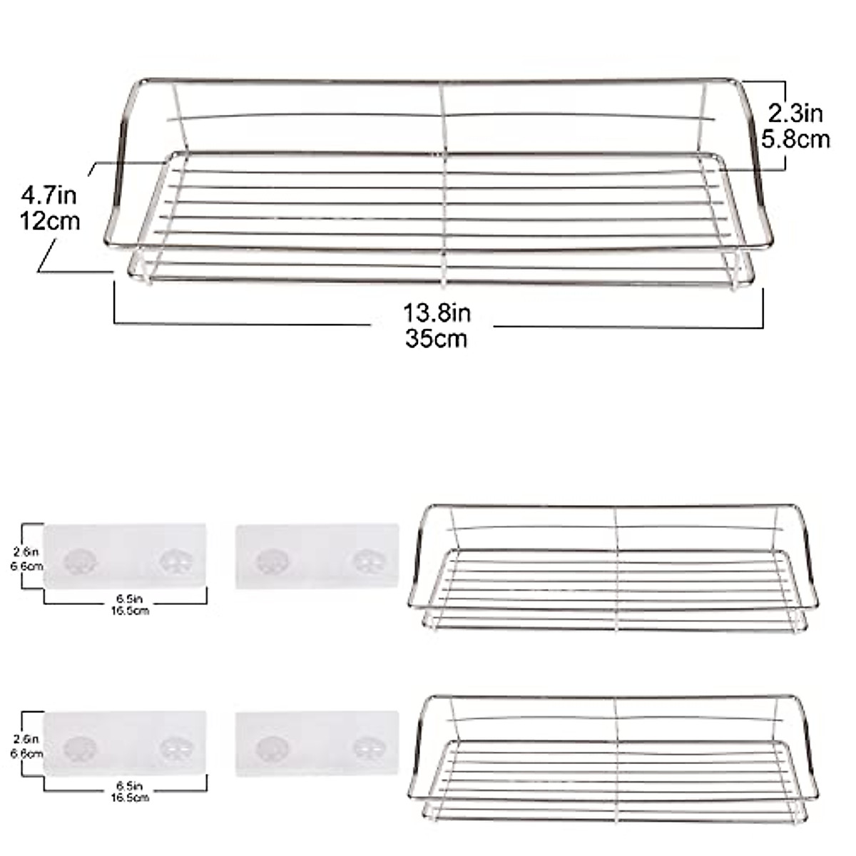 YYjop Shower Caddy 2 Pack No Drilling Shower Organizer Stainless Steel Shower Shelf for Bathroom Kitchen