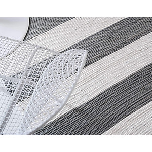 Unique Loom Chindi Rag Collection Area Rug - Striped (2'x 3' 1" Rectangle, Gray/ Ivory)