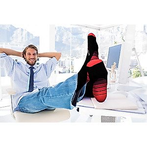 Physix Gear Compression Socks 20-30 mmHg - Men & Women - Running, Nurses, Shin Splints, Flight, Travel (BLACK / RED-S/M)