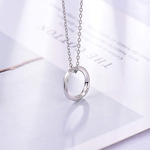 JXJL Circle Pendant Necklace for Women Dainty Eternity Mobius Circle of Life Jewelry 925 Sterling Silver Christmas Birthday Gift for Wife
