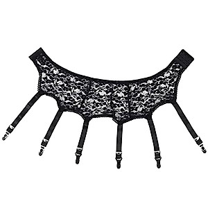 PERAMBRY Women's lace sexy garter belt stockings garter belt mesh suspenders (garter belt only sold)（Lace black m）