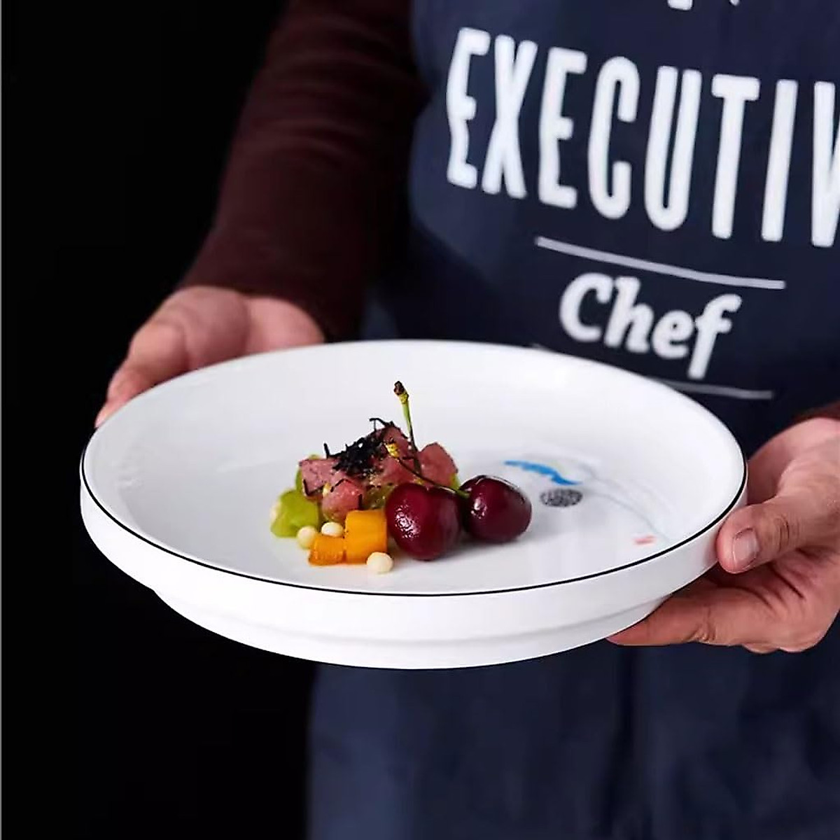 Dinner Plates Set Household Exquisite Club Hotel Tableware Decoration Creative Plate Large Vegetable Plate Salad Bowl Kitchen Salad Bowl (Size : Medium)