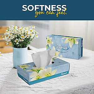 Finetouch Soft Facial Tissues 2 Ply Box Of 130 Pack of 6 (780 Facial Tissues Toatal) Family Pack (6) Design may Vary