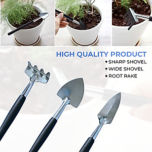 Bonsai Tools Set 15 Pcs High Carbon Steel - Planting Gardening Trimming Tools Set Include Pruning Shears, Scissors, Mini Rake, Round, Pointed Shovel, Training Wire in PU Leather Bag