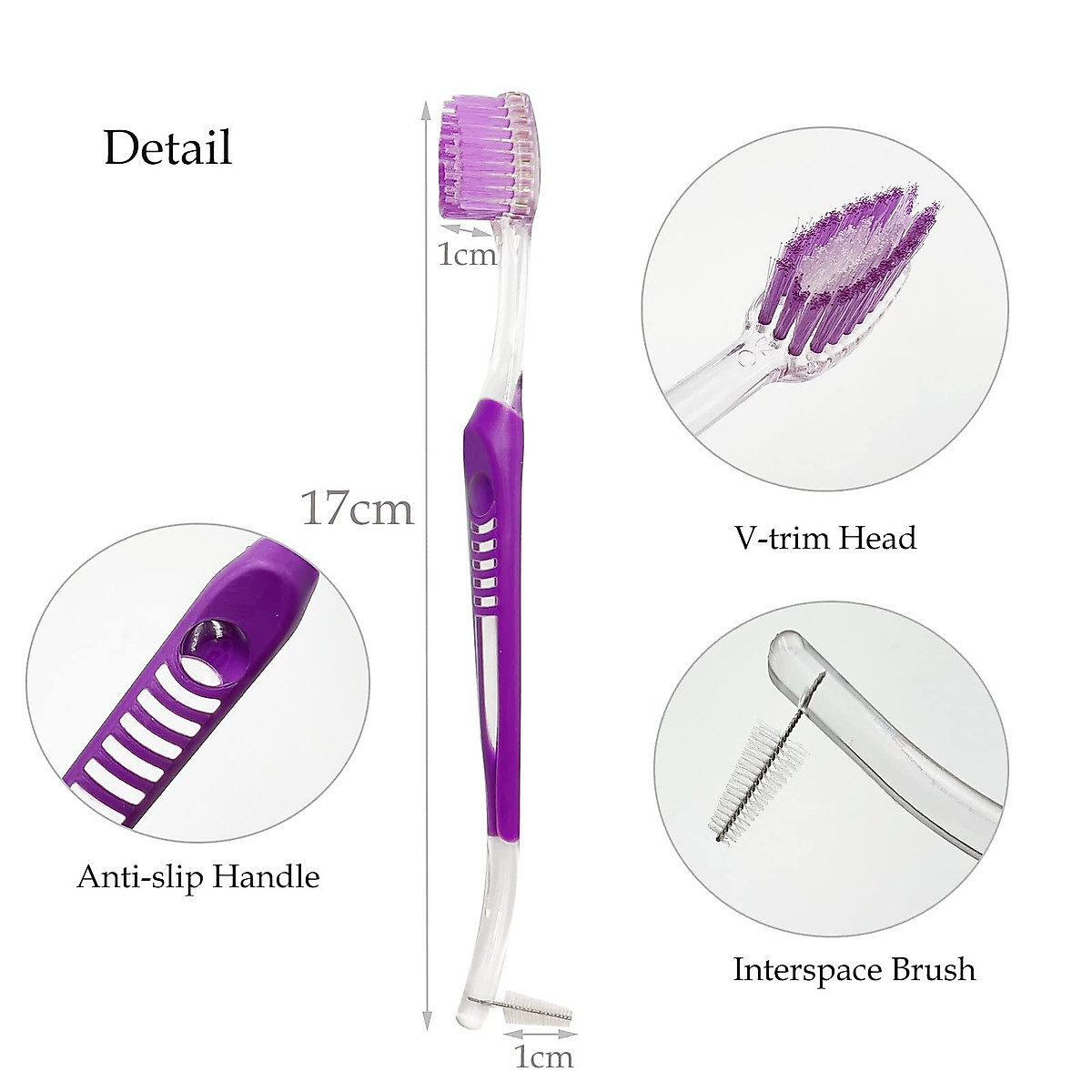 HRASY 5 Pcs Orthodontic Toothbrush Double-Ended Brush for Brace and Teeth Detail Cleaning, 5 Colors