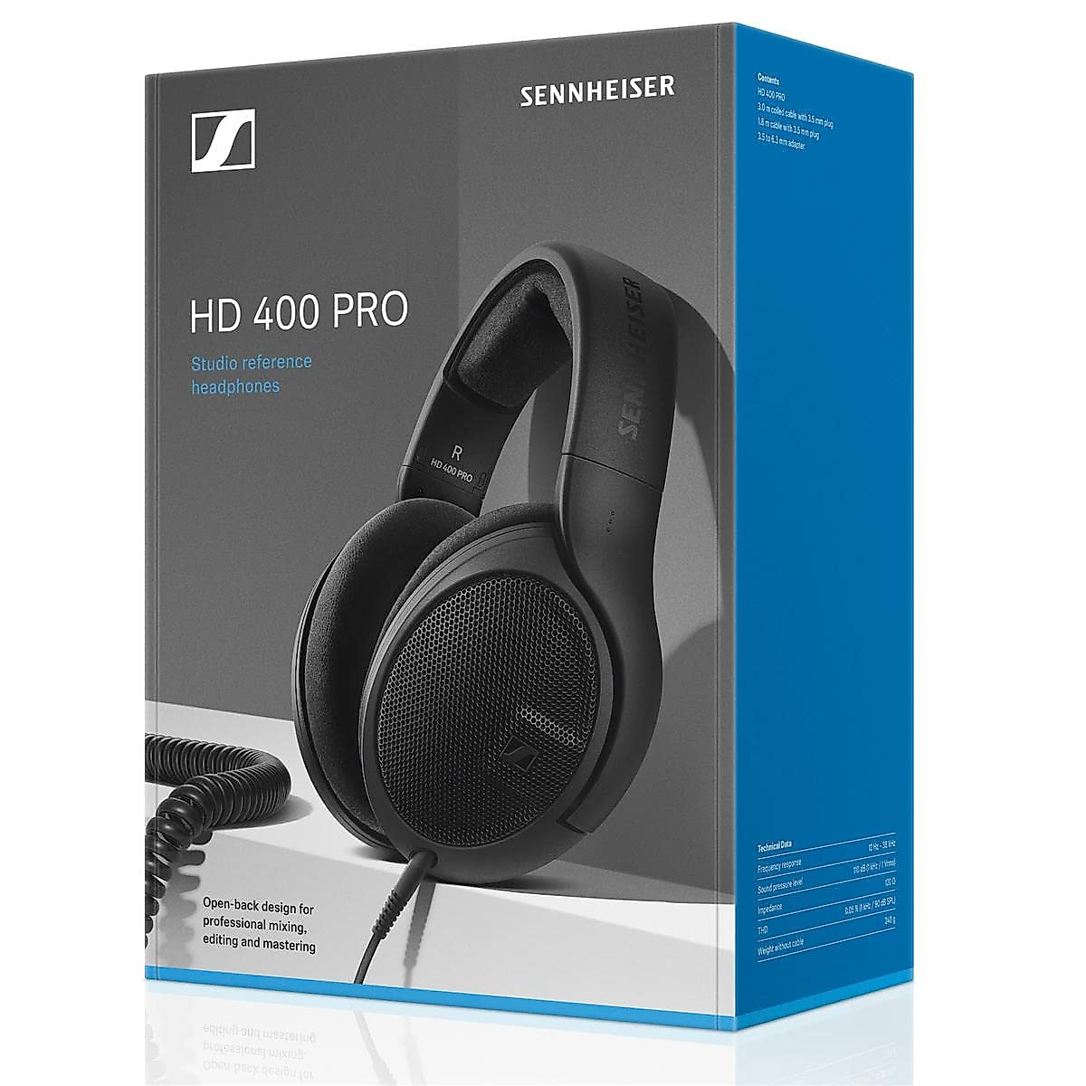Sennheiser HD 400 PRO Open Back Dynamic Headphones for Studio, Mixing, Video, Audio Production, Twitch, High Definition music listening, removable 1/8” cable w ¼” adaptor,Black