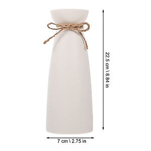 Generic Ceramic Flower Vase with Rustic Rope Flower Arrangement Container Centerpieces Vase Decor for Home Garden Office Vase Floral Decorative, White, 7X22.5CM