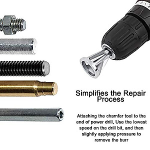 Deburring External Chamfering Tool, Chamfer Tool Deburring External Drill High Speed Stainless Steel Burr Removal Bit Quickly Repairs Damaged Metal External Chamfer Deburring Tool (Sliver-2)