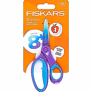 Fiskars Softgrip 6" Big Kids Scissors for Ages 8-11, Scissors for School or Crafting, Turquoise-Purple Ombre
