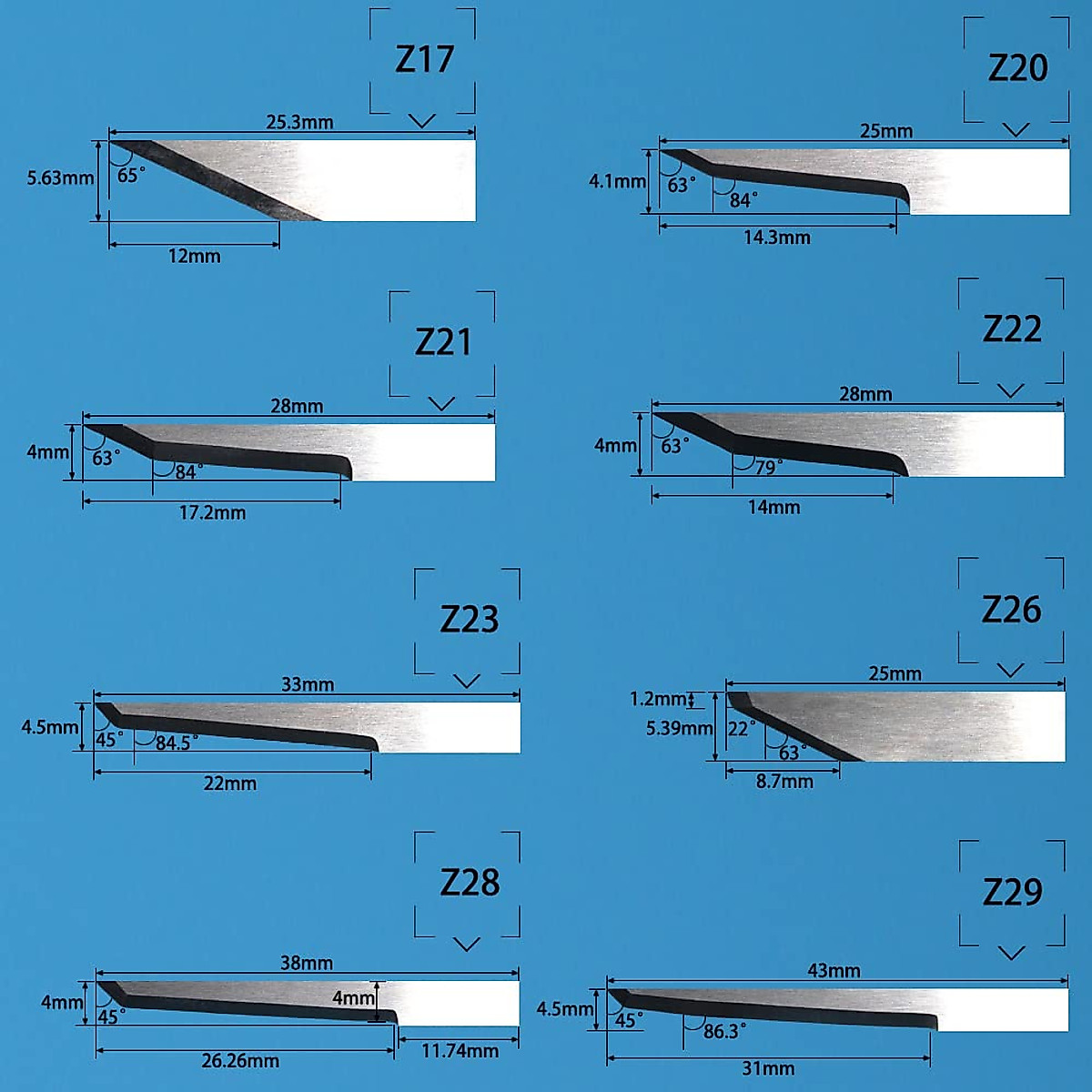 Zund Blade Tungsten Carbide Oscillating Grooving Knife Cutter Blades for CNC Vibrating Leather Cutting Tools Z16 Z21 Z51 Z61 Z71 (Z21)