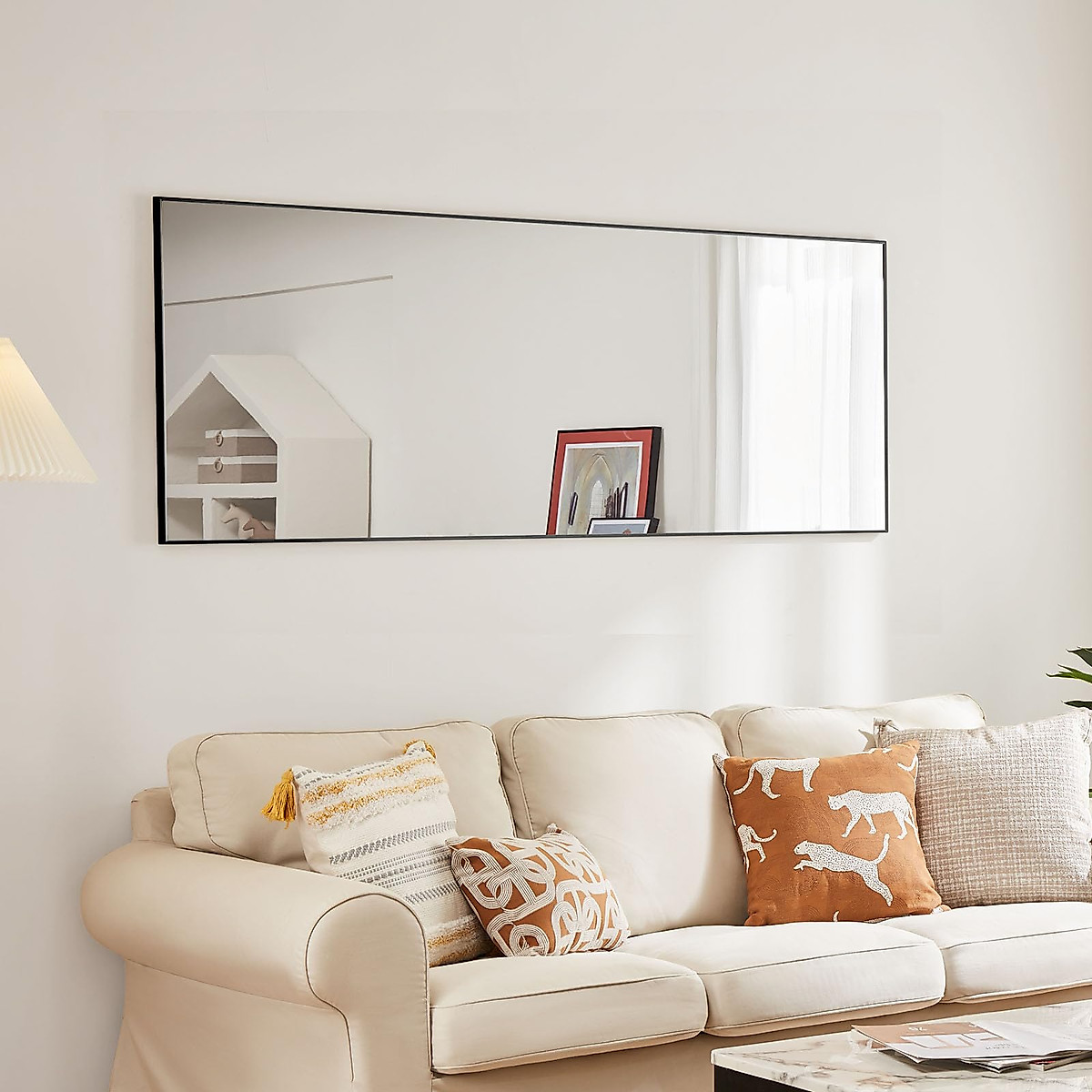 Sweetcrispy Full Length Mirror 64"x21" Floor Standing Full Body Mirror for Bedroom, Wall Mirror Full Length with Stand Aluminum Alloy Frame Hanging or Leaning Against Wall, Black