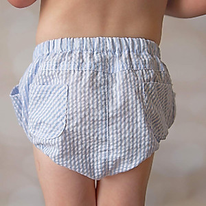 Huggalugs Baby & Toddler Boys Blue Seersucker Diaper Cover 12-24