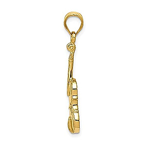 IceCarats 14K Yellow Gold Violin Necklace Charm Pendant Only