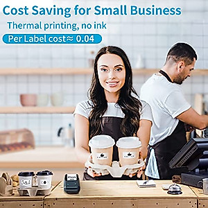JADENS Label Makers, Bluetooth Label Printer for Barcode, Address, Clothing, Mailing, Small Business, Home, Portable Label Maker Compatible with iOS & Android, with 1Pack 50×30mm Label